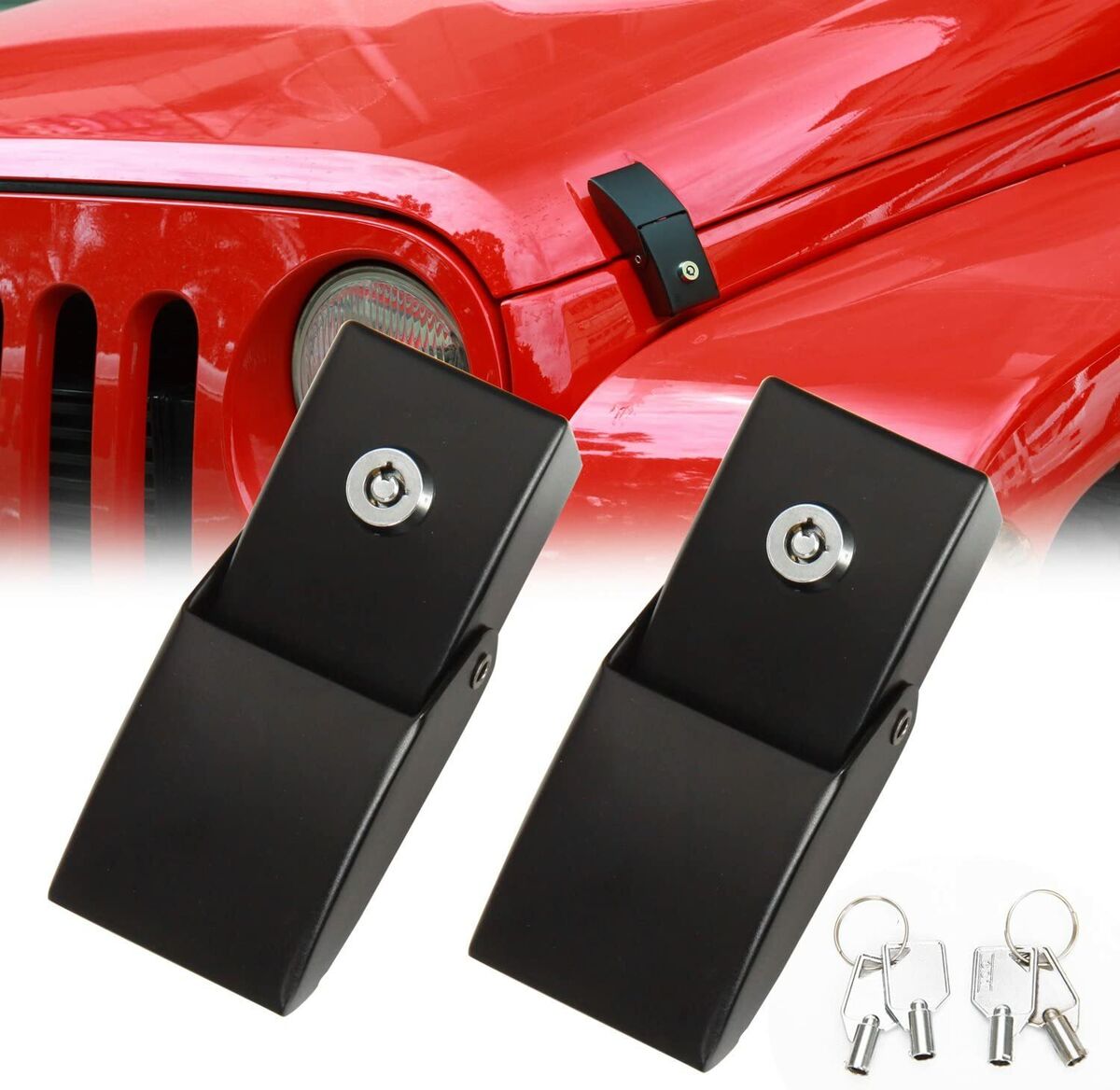 JKB JK Lockable Hood Latches (with Key) for Jeep Wrangler